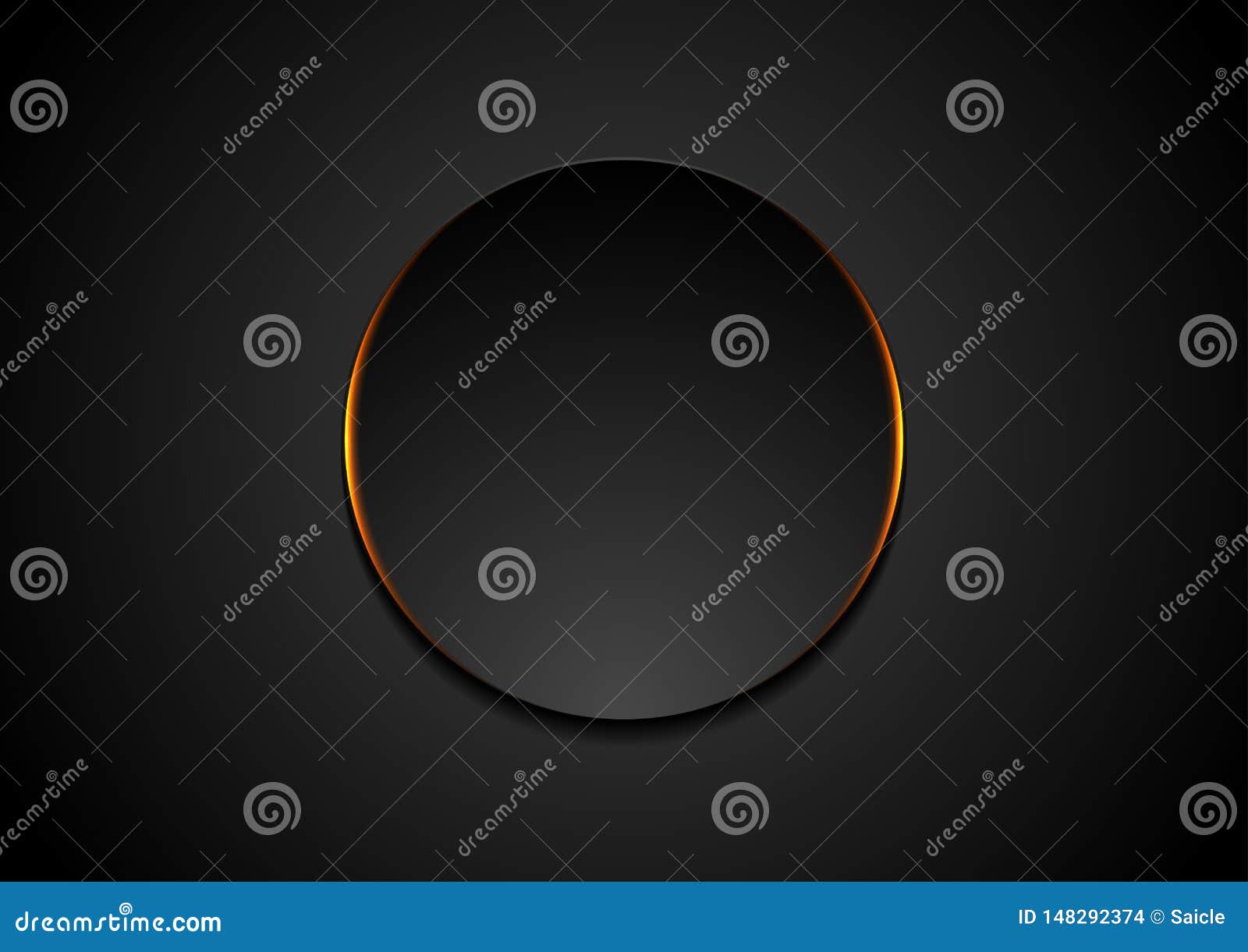 Black Circle with Orange Glowing Light Abstract Background Stock Vector ...