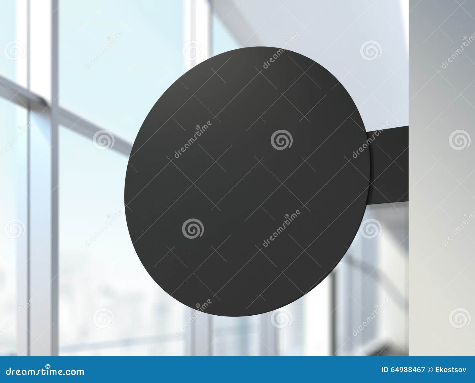 Black Circle Signboard in the Office Interior. 3d Rendering Stock Image ...