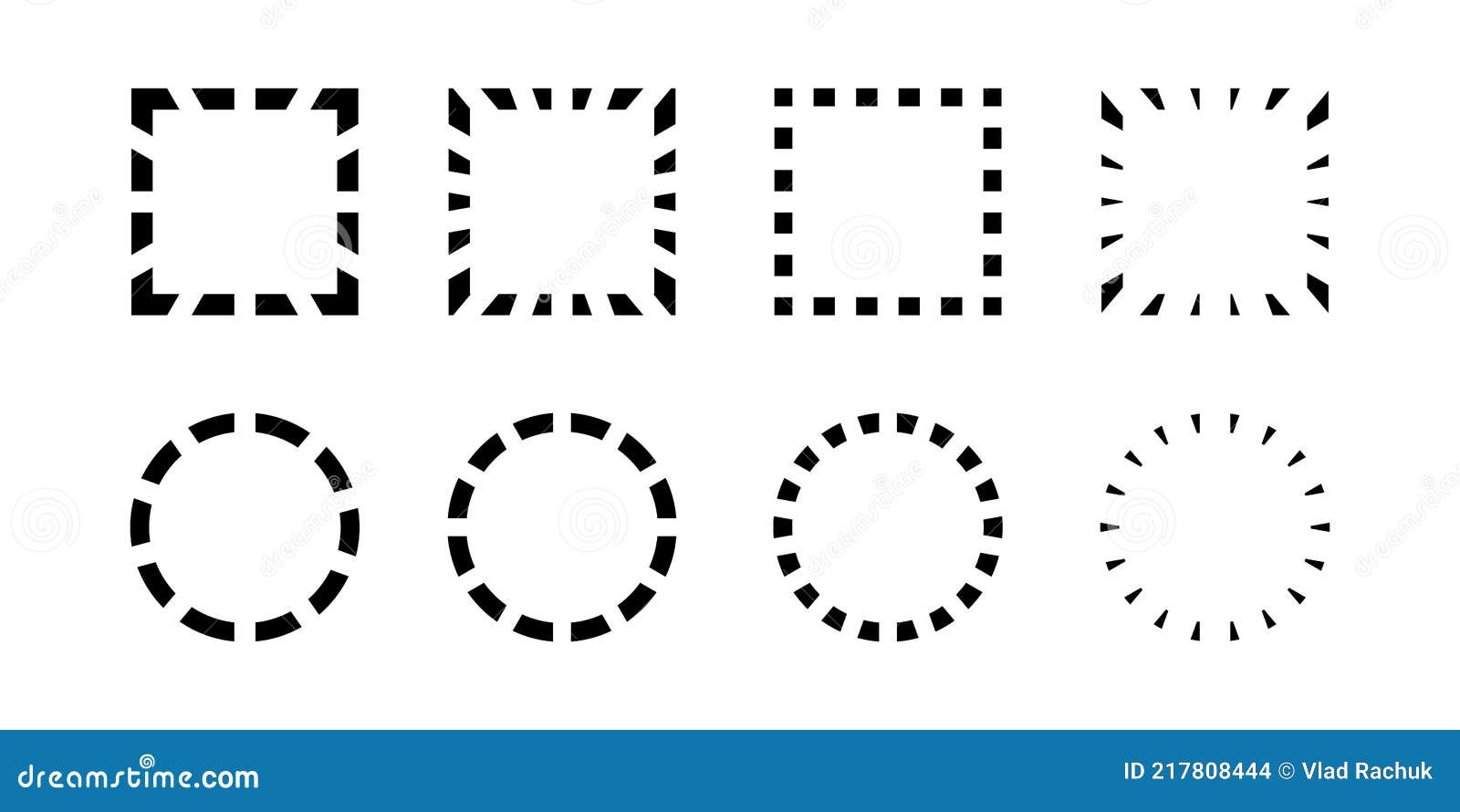 Black Circles and Rectangles Set. Circle and Rectangle Stroke Set ...