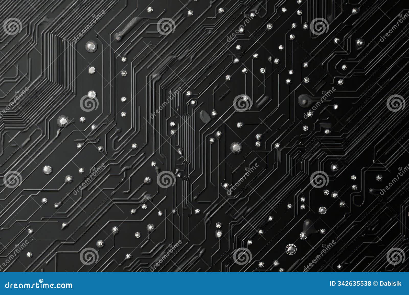 Black Circuit Board With Electronic Pathways And Components Stock Photo ...