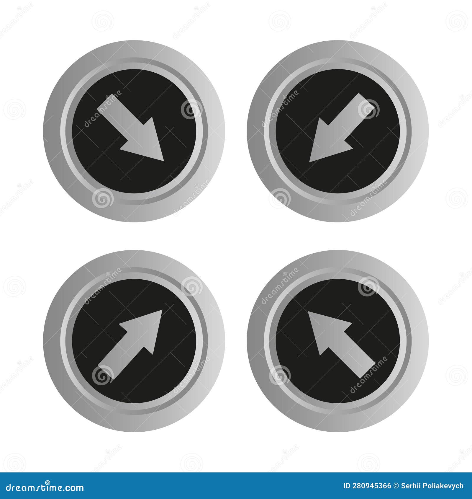 Black Circular Buttons with Arrows. Vector Illustration. Stock Vector ...