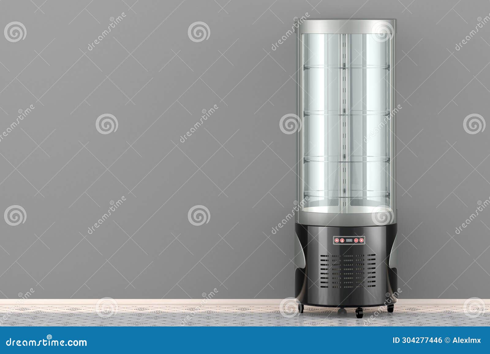 Black Circular Glass Refrigerated Display Case, Front View in Interior ...