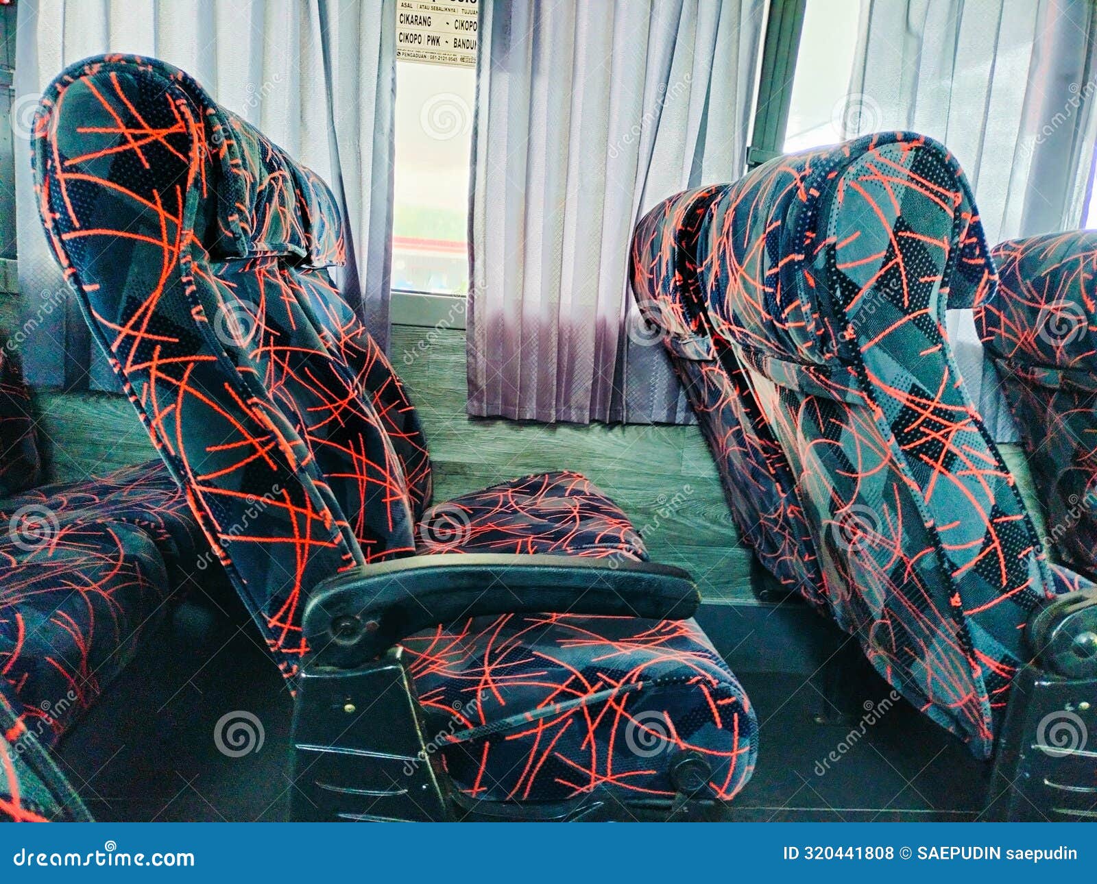Black City Bus Seat with Red Striped Pattern Stock Photo - Image of ...