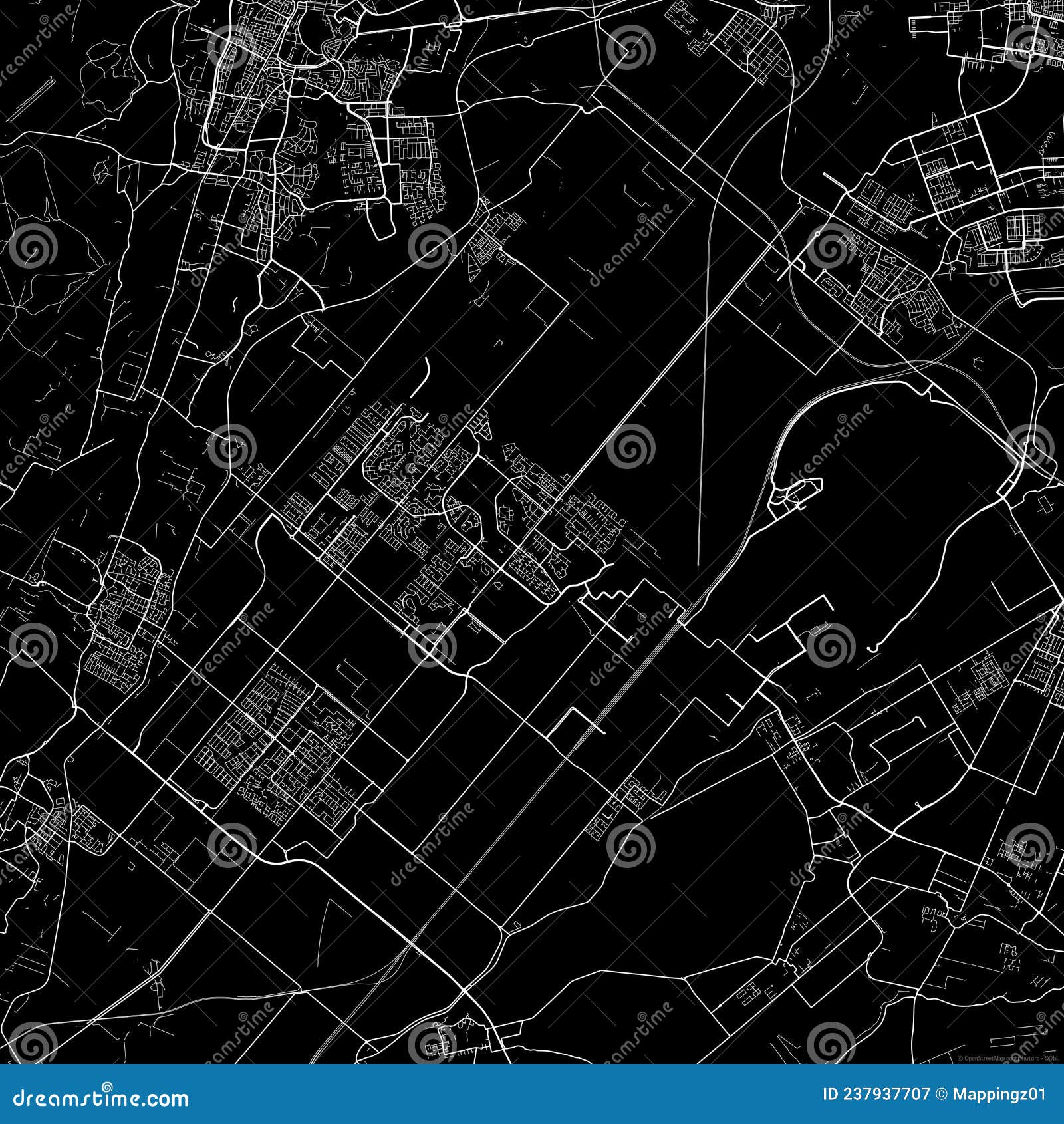 Black City Map of Hoofddorp Netherlands. Stock Illustration ...