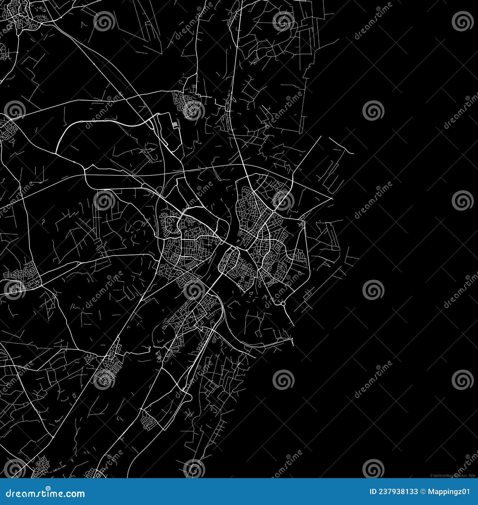 Black City Map of Venlo Netherlands. Stock Illustration - Illustration ...