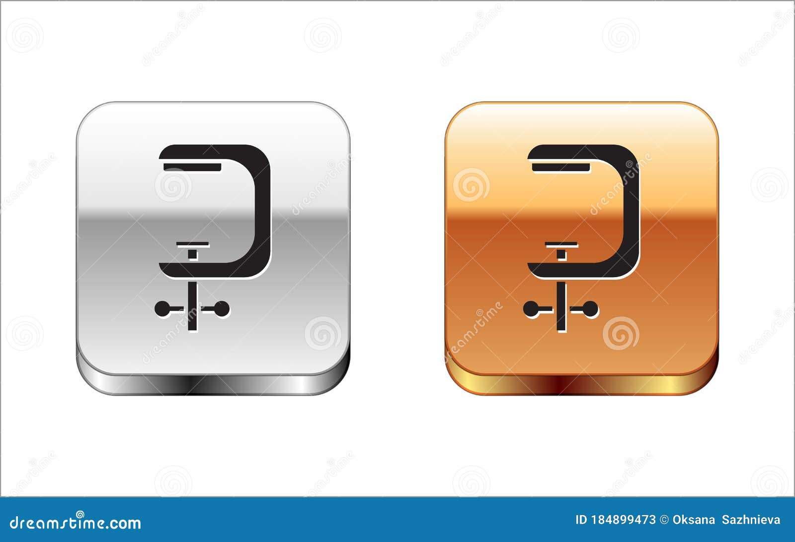 Black Clamp and Tool Icon Isolated on White Background. Locksmith Tool ...