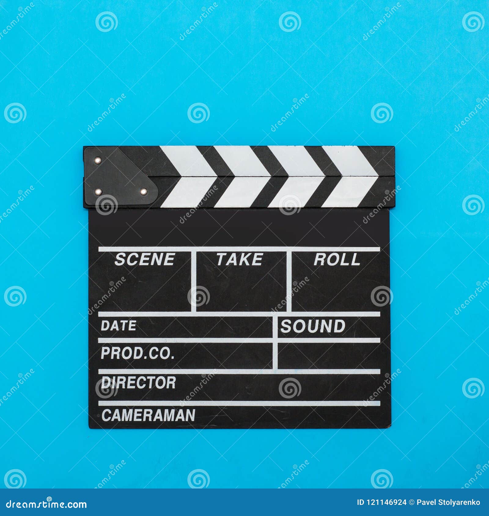 Black Clapperboard on a Blue Stock Photo - Image of entertainment ...