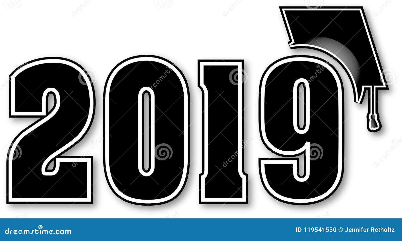 Black Class of 2019 with Graduation Cap Stock Vector - Illustration of ...