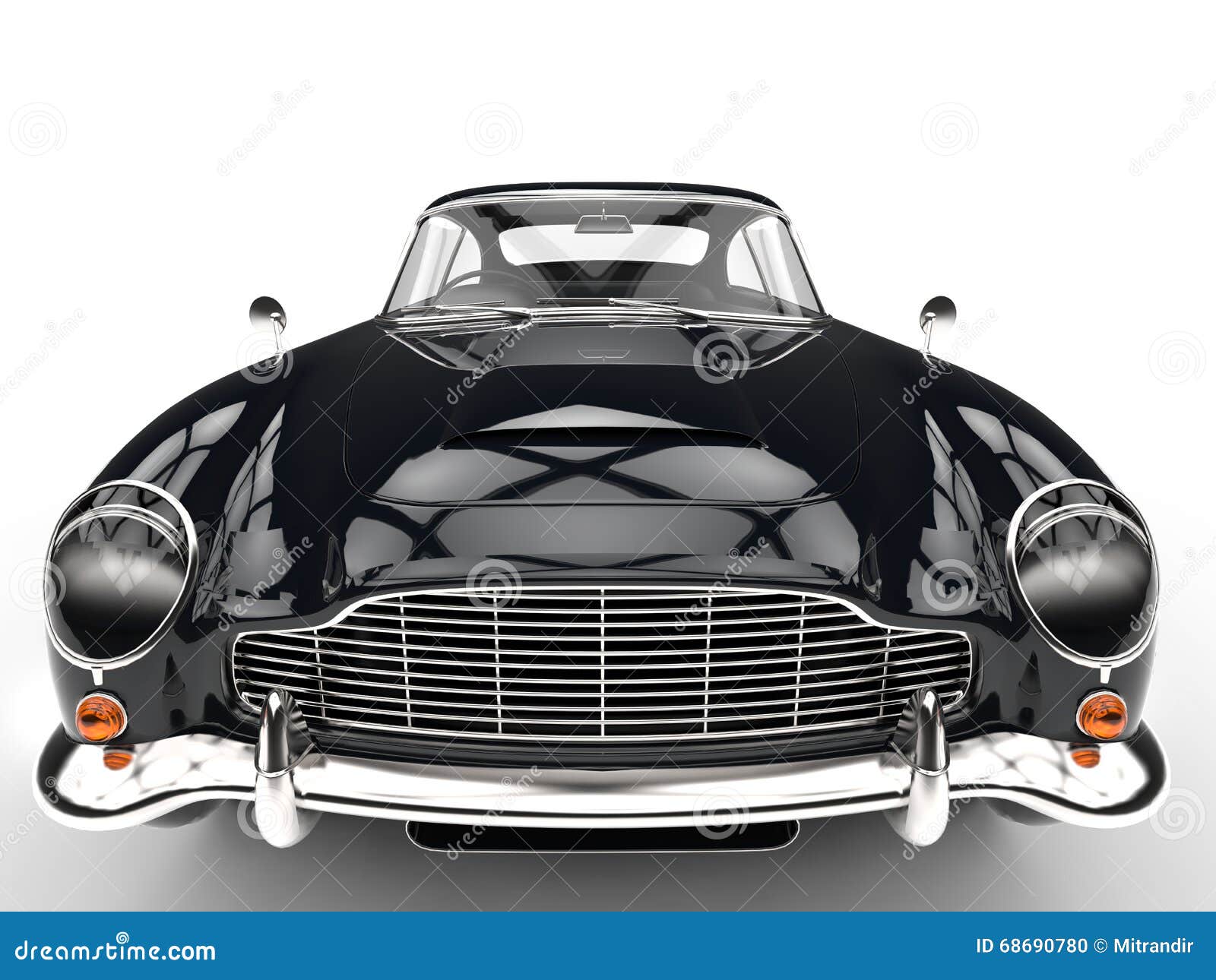 Black Classic Car - Extreme Front Closeup Stock Illustration ...