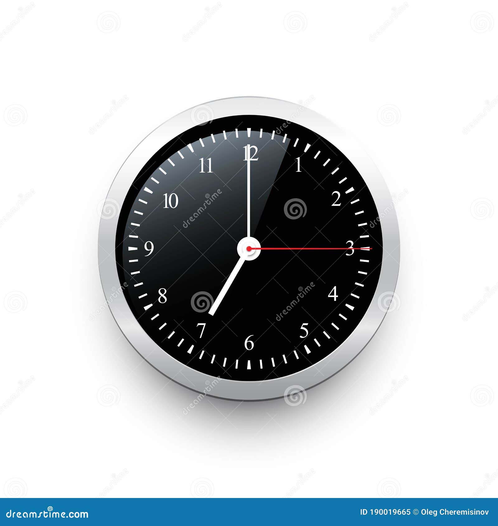 Black Classic Clock With Silver Border. Vector Black Clock Template ...