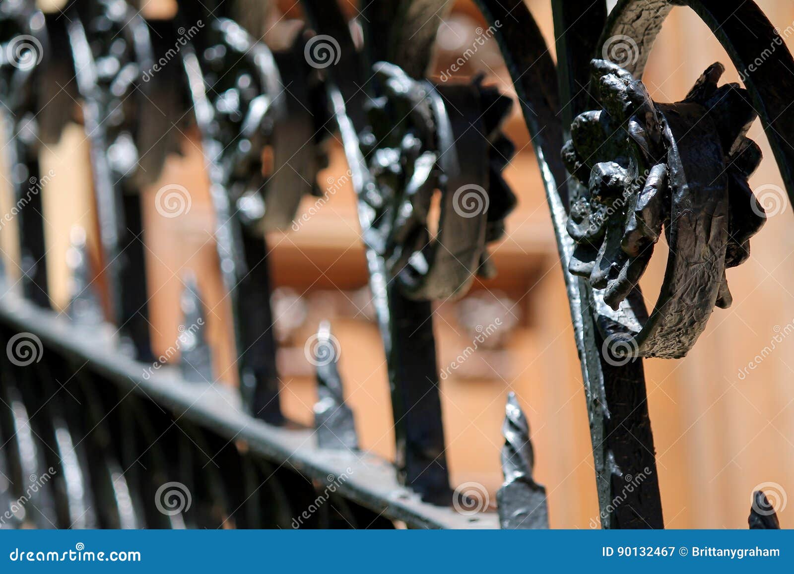 Black Classic Scrolled Iron Fence Stock Image - Image of craftsmanship ...