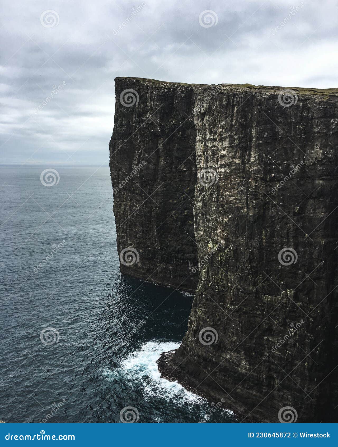 Black Cliffs Formation in the Atlantic Ocean, Faroe Islands. Towering ...