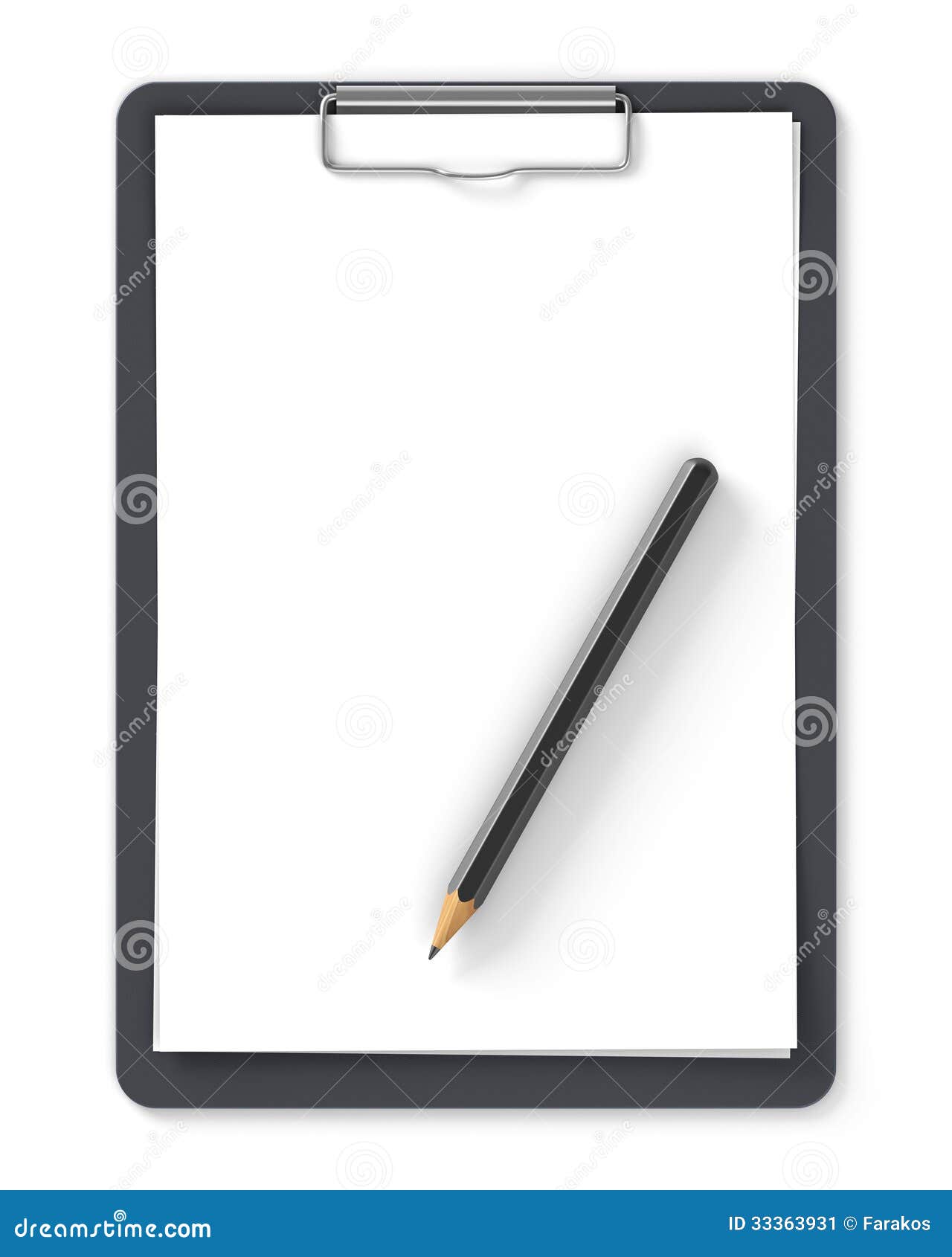 Black Clipboard With Lined Paper And Yellow Pencil Royalty-Free Stock ...
