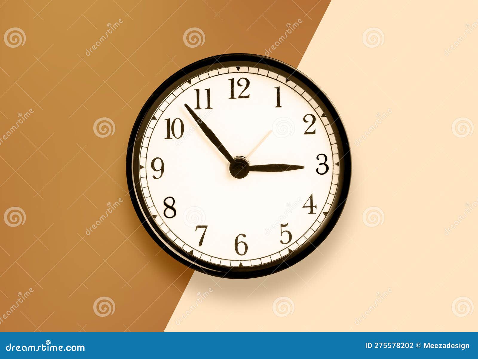 Black Clock on Brown Background. Minimalistic Studio Shot Stock Photo ...