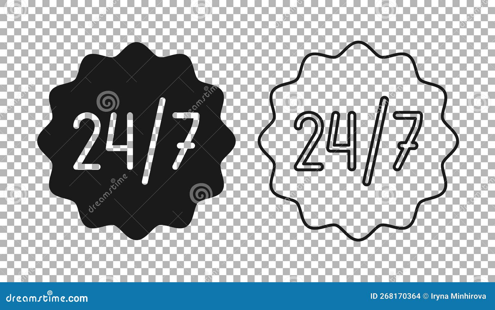 Black Clock 24 Hours Icon Isolated on Transparent Background. All Day ...