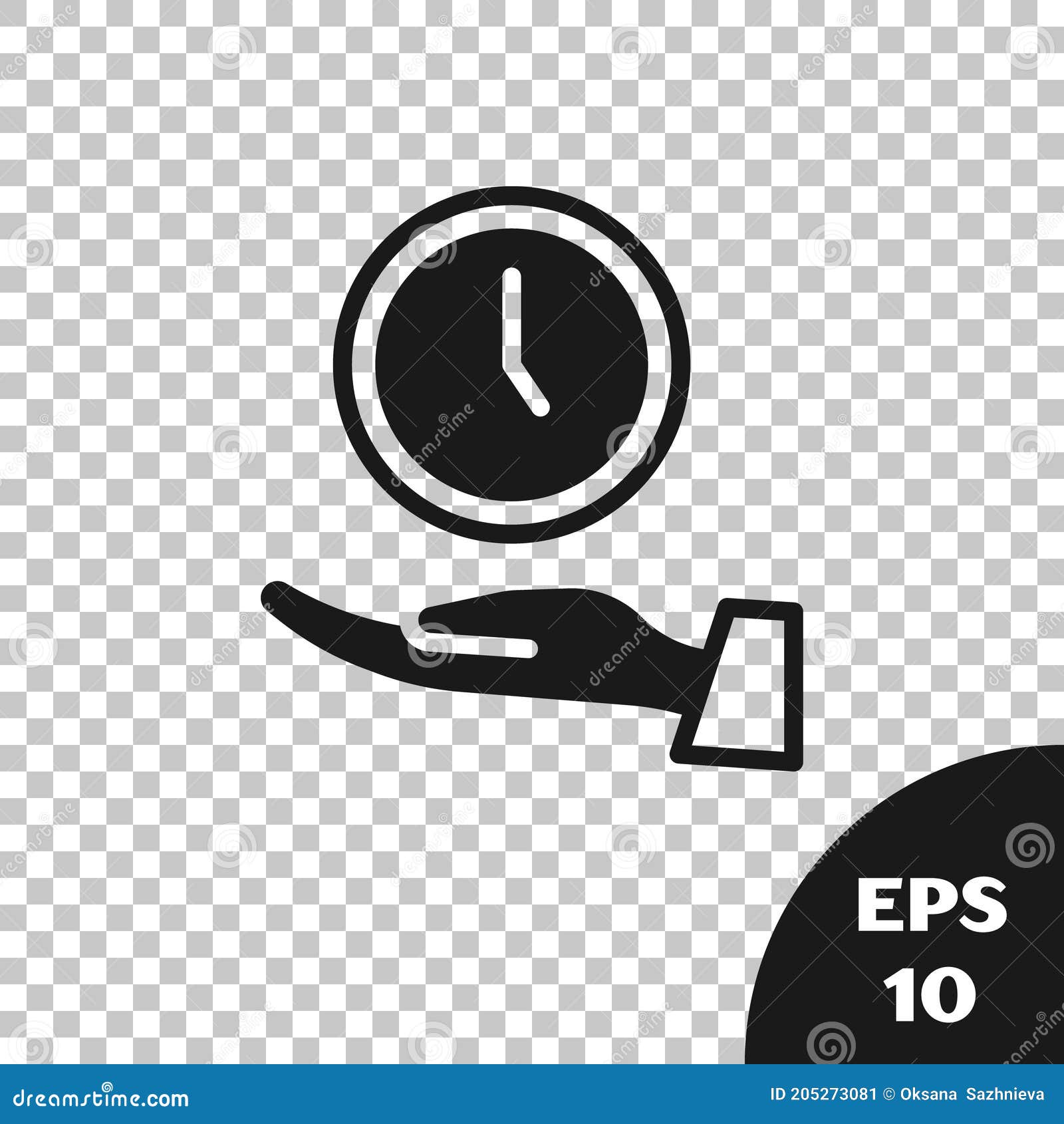 Black Clock Icon Isolated on Transparent Background. Time Symbol Stock ...