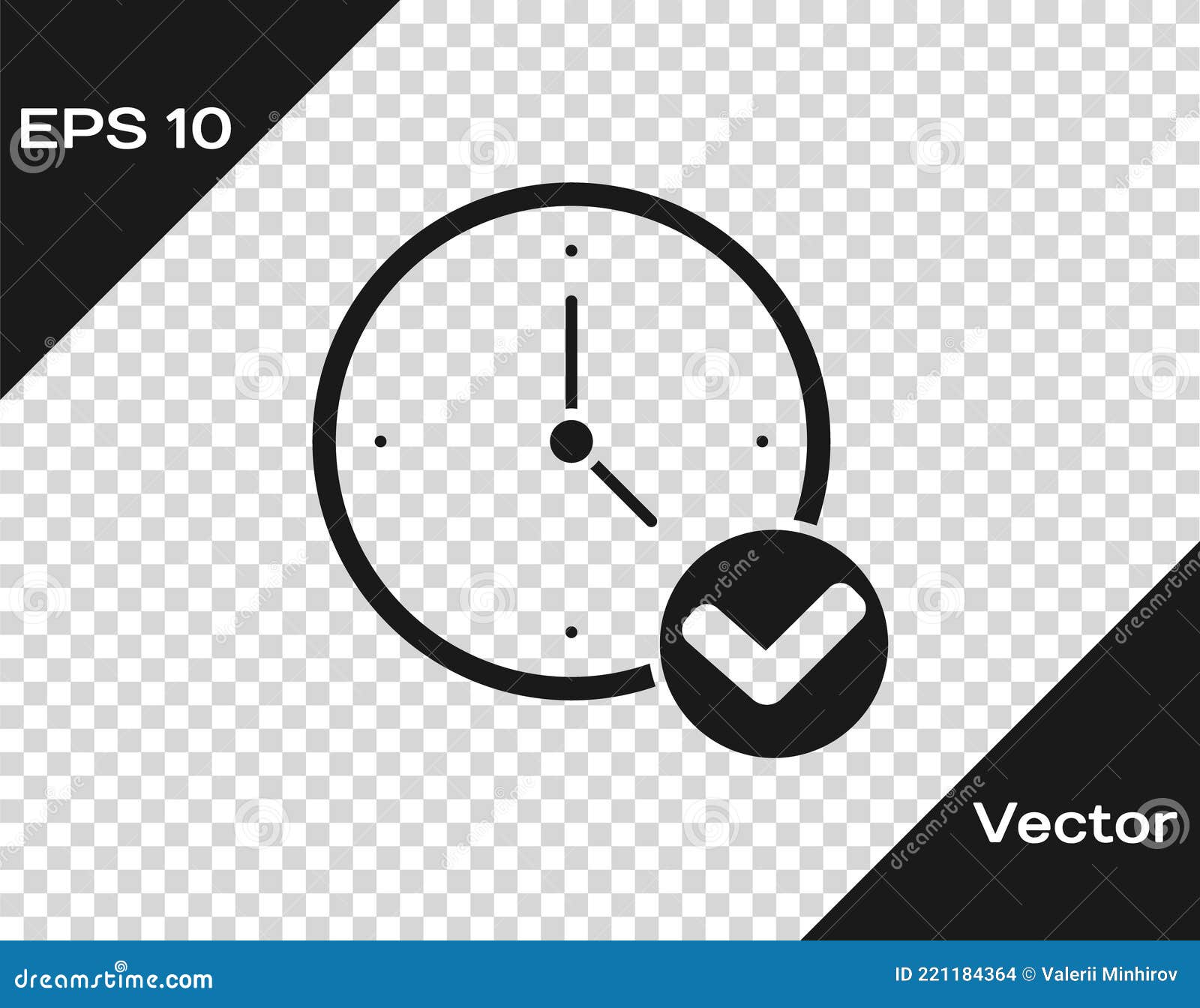 Black Clock Icon Isolated on Transparent Background. Time Symbol Stock ...