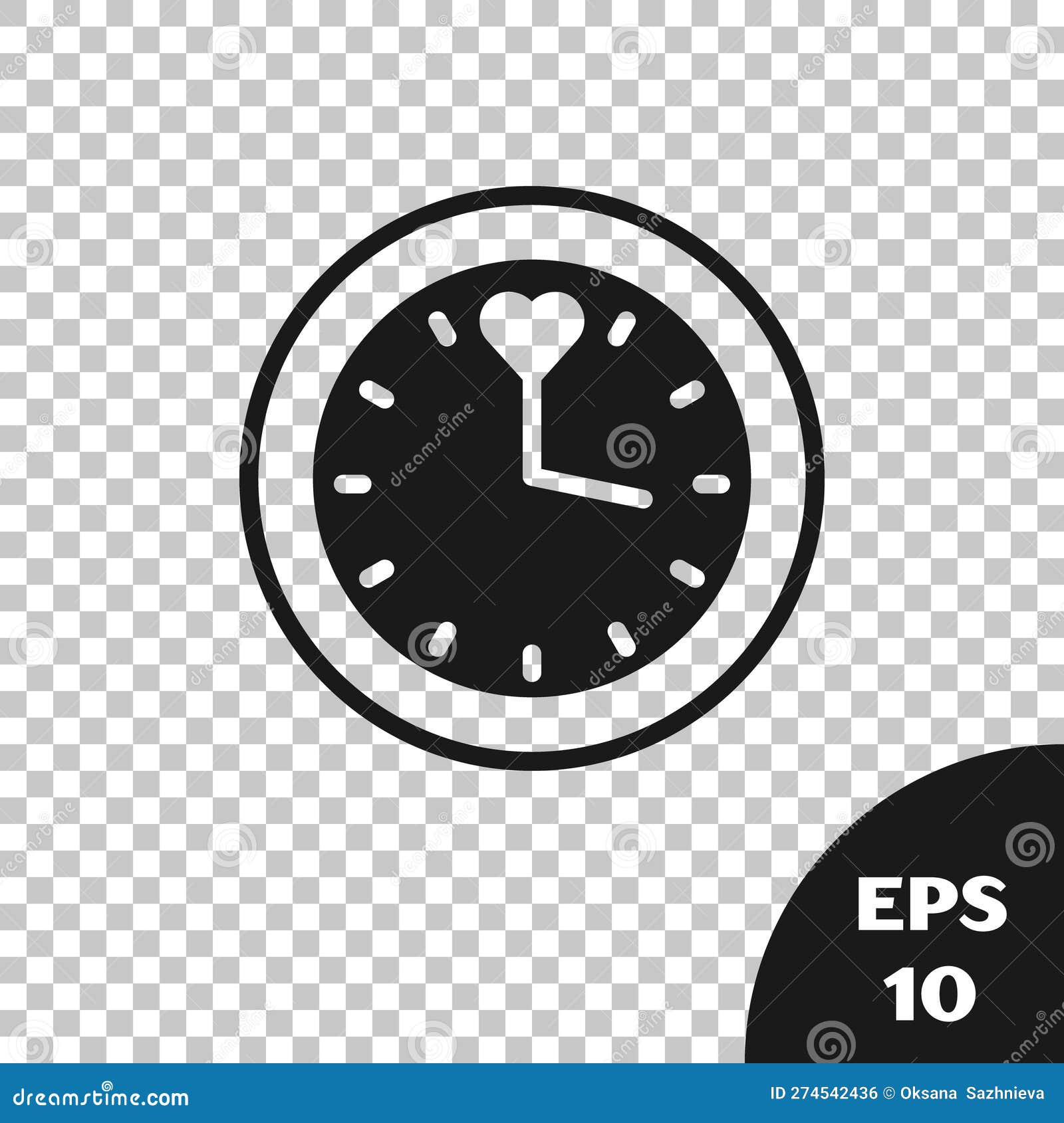 Black Clock Icon Isolated on Transparent Background. Time Symbol Stock ...