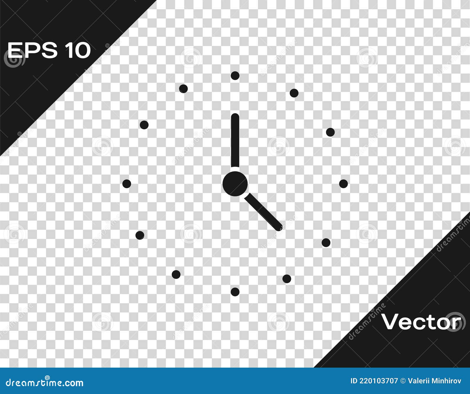 Black Clock Icon Isolated on Transparent Background. Time Symbol Stock ...
