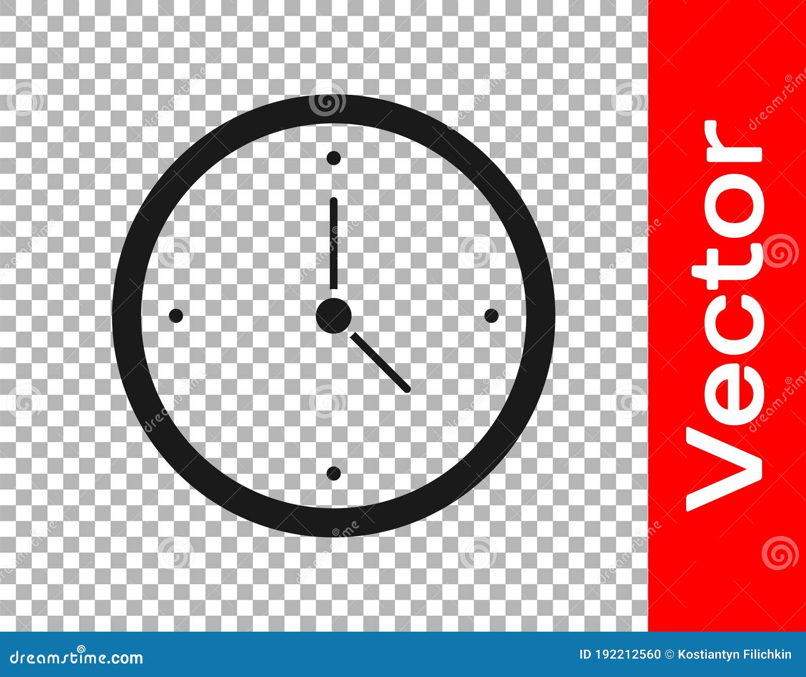 Black Clock Icon Isolated on Transparent Background. Time Symbol Stock ...