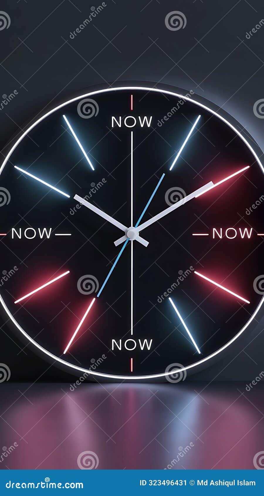 A Black Clock with the Word Now on it Stock Illustration - Illustration ...