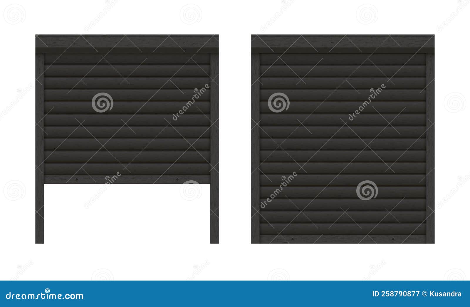 Black Closed and Ajar Roller Garage Shutter Door with Realistic Texture ...