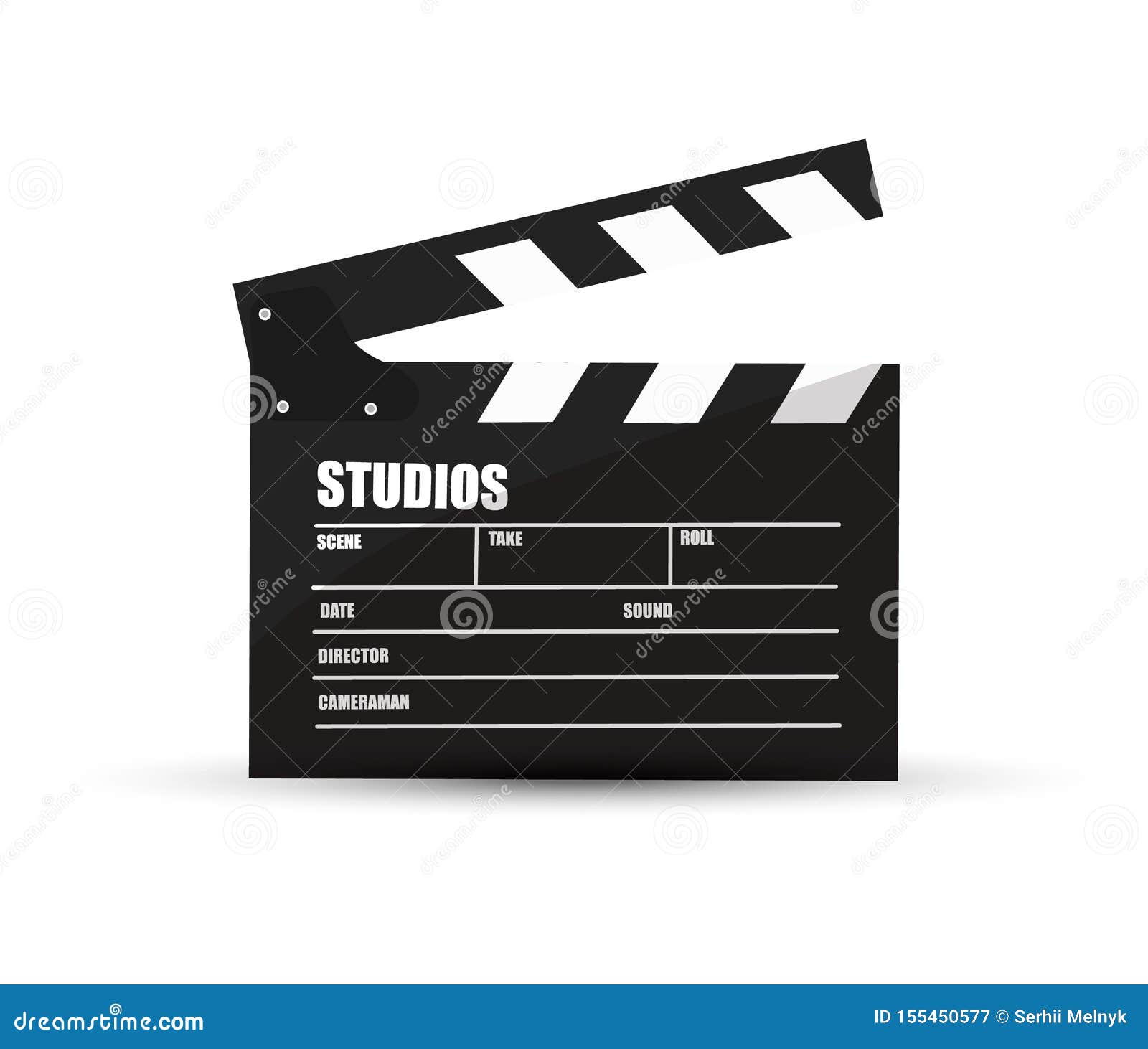Black closed clapperboard. stock vector. Illustration of board - 155450577