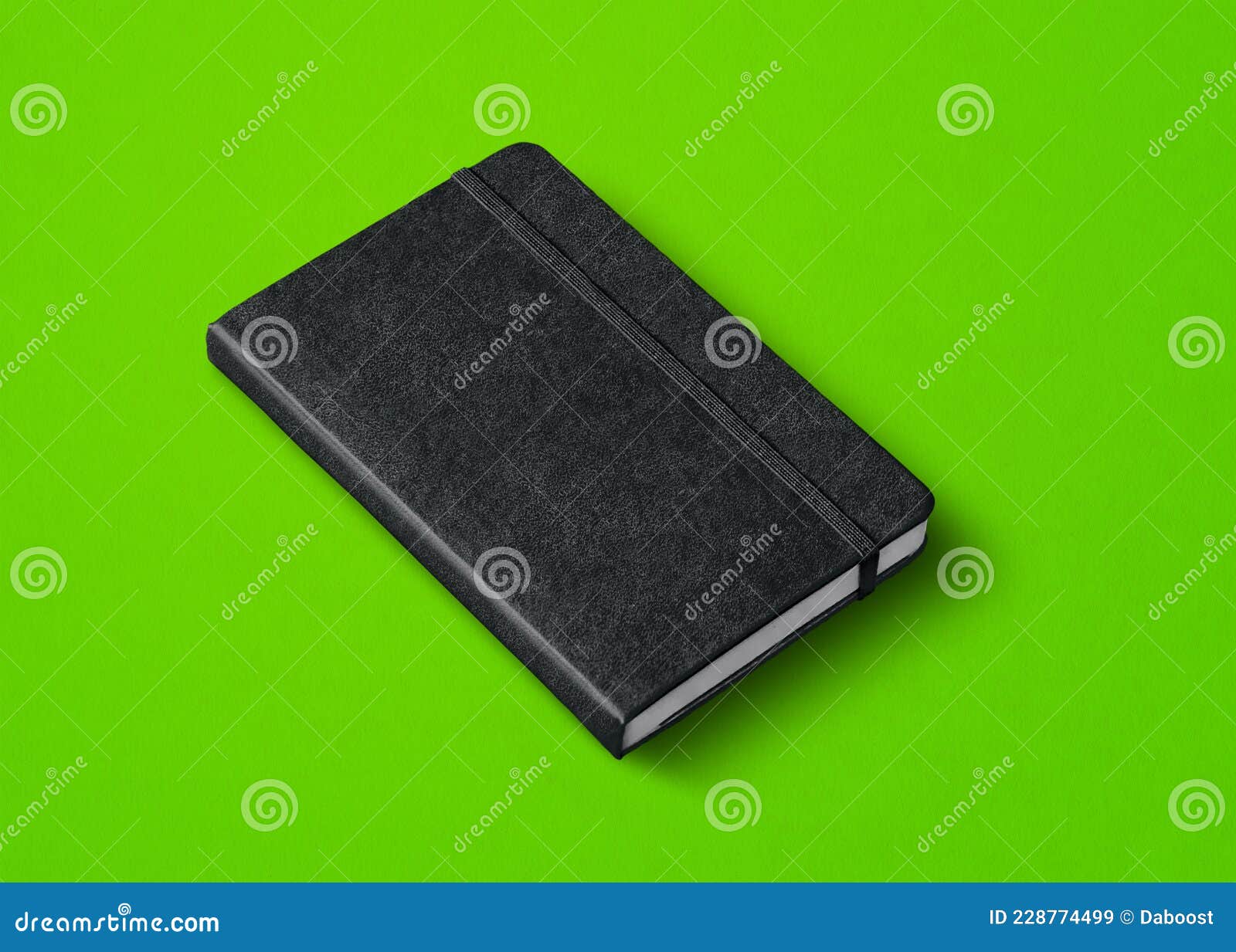 Black Closed Notebook Isolated on Green Stock Image - Image of green ...