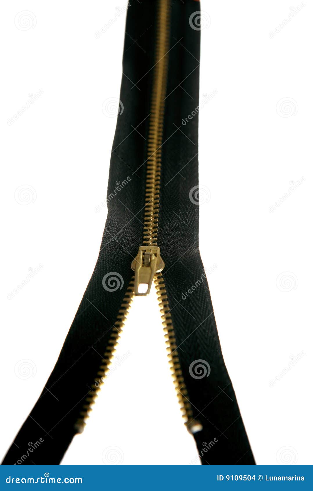 Black Clothes Zip Open Over White Stock Photo - Image of close, macro ...