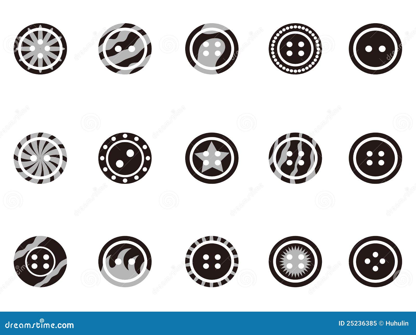 Black Clothing Button Icons Stock Vector - Illustration of black, gray ...