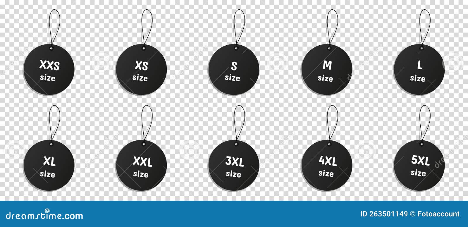Black Clothing Size Labels - Different Vector Illustrations Isolated on ...