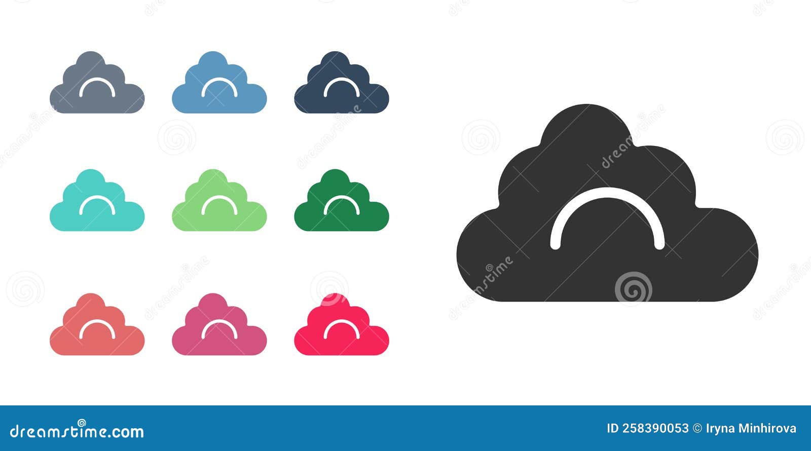 Black Cloud Icon Isolated on White Background. Set Icons Colorful Stock ...