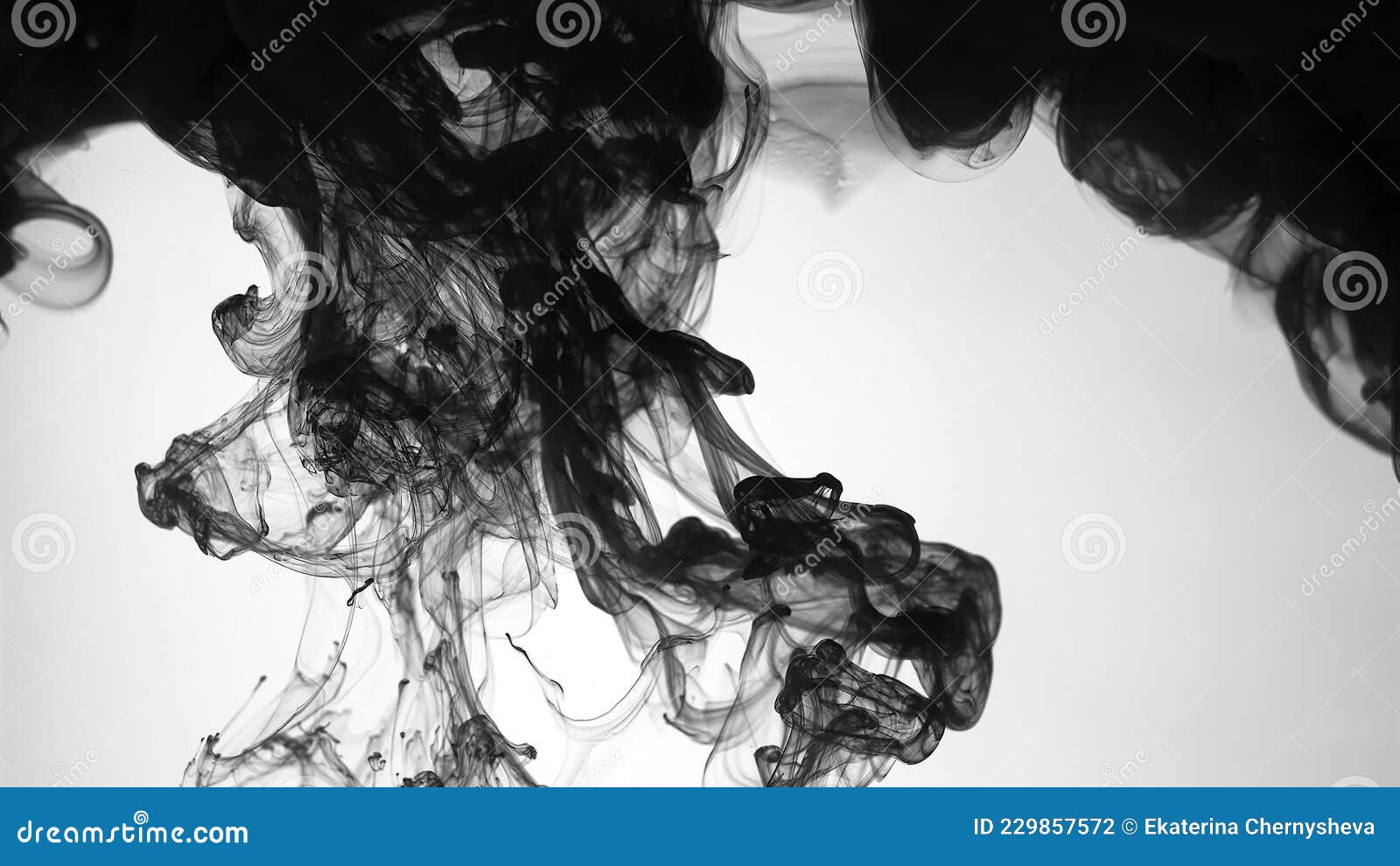 Black Cloud of Ink on a White Background. Cosmic Hypnotic Abstract ...