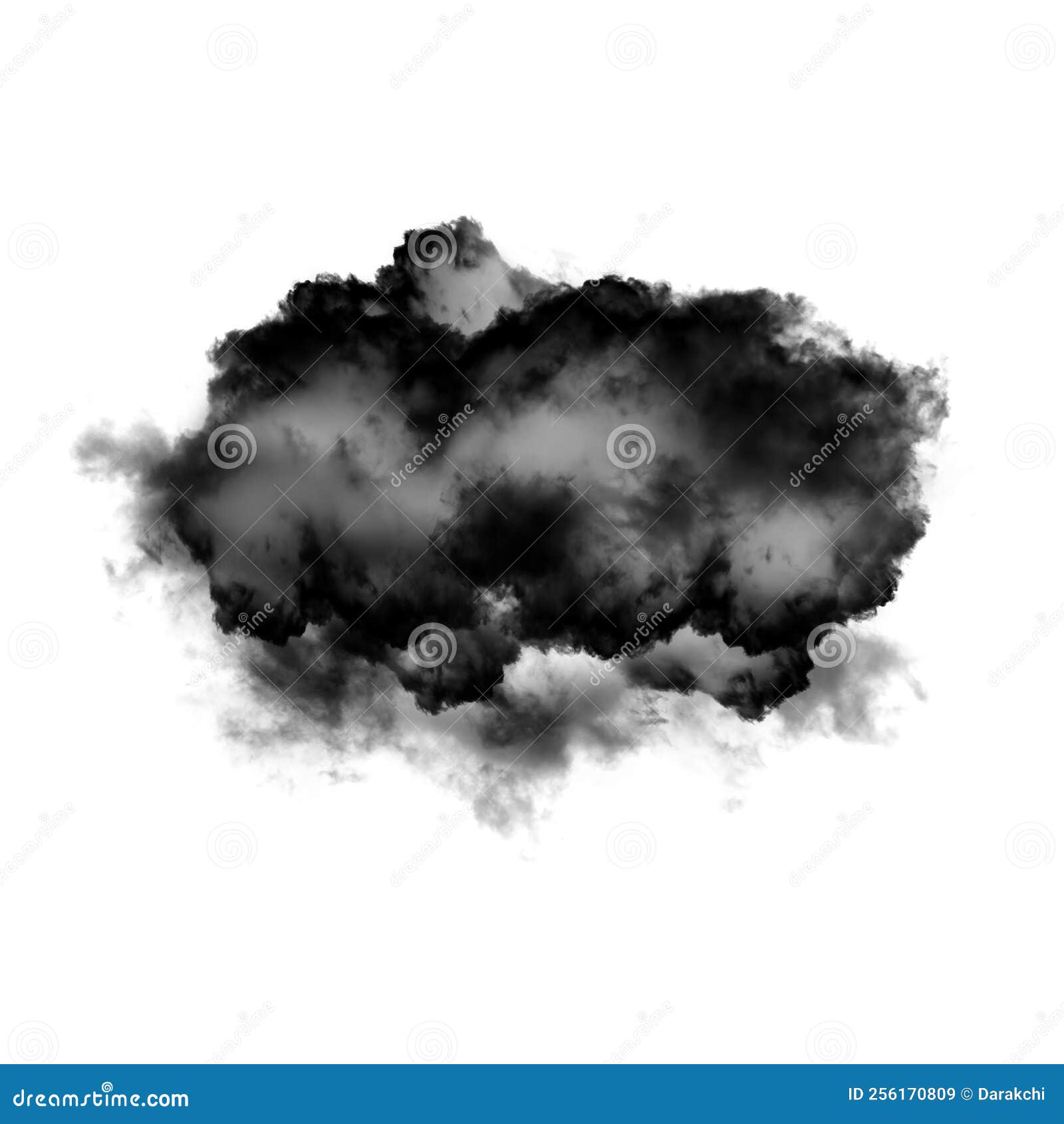 Black Cloud Isolated Over White Background 3D Illustration Stock ...