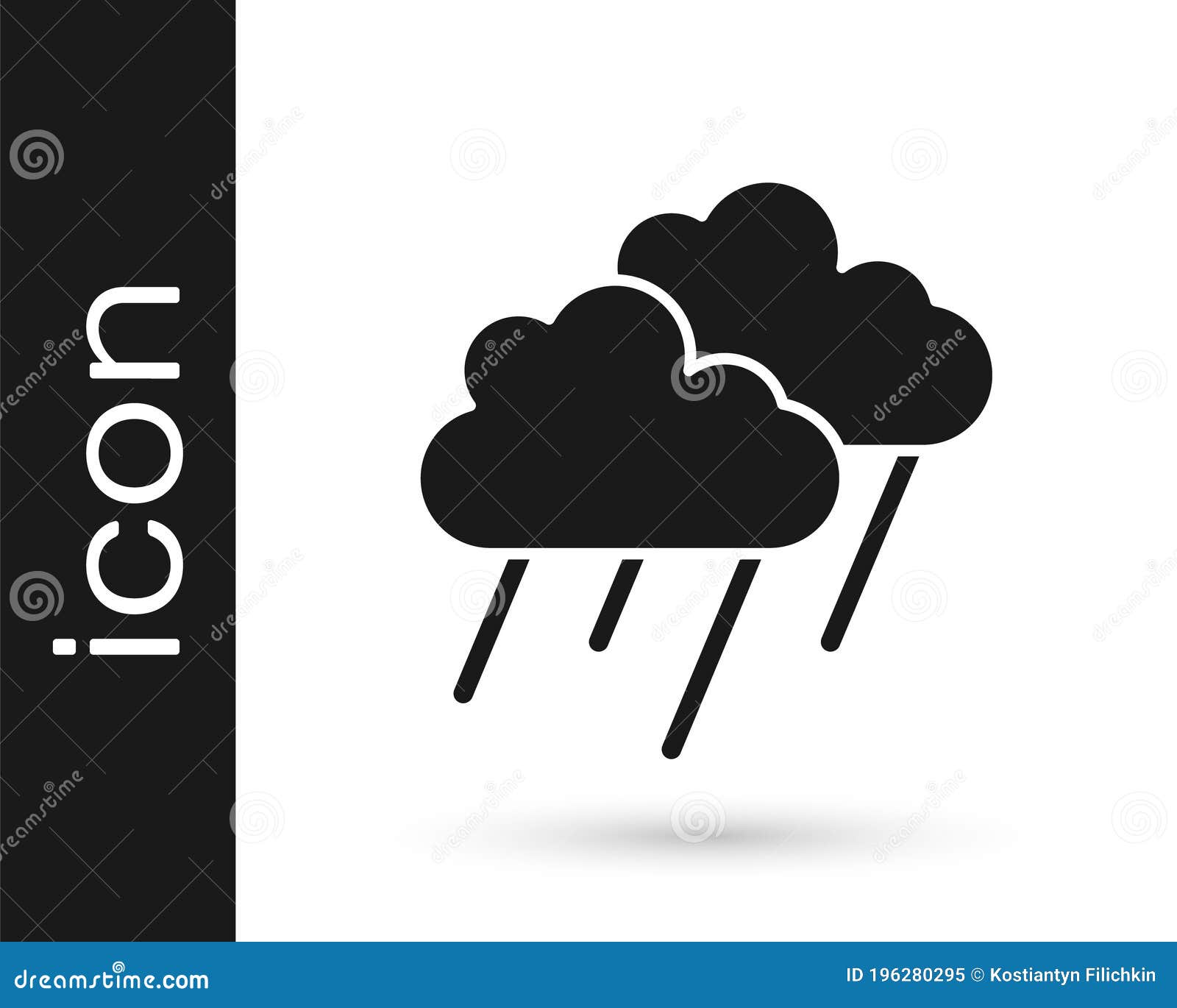 Rain Icon In Cartoon Style. Isolated On White Background. Cloudy Rain ...