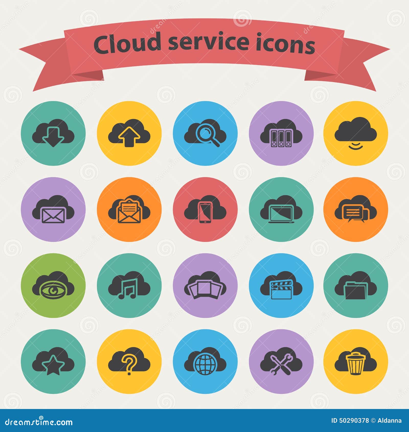 Black Cloud Service Icons Set Stock Vector - Illustration of computer ...