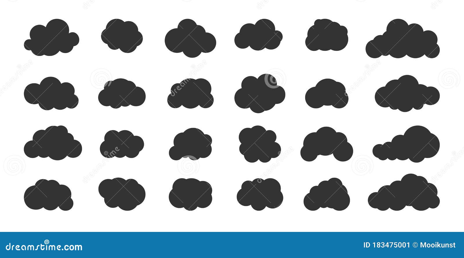 Black Cloud Shape Icon Weather Bubble Vector Set Stock Vector ...