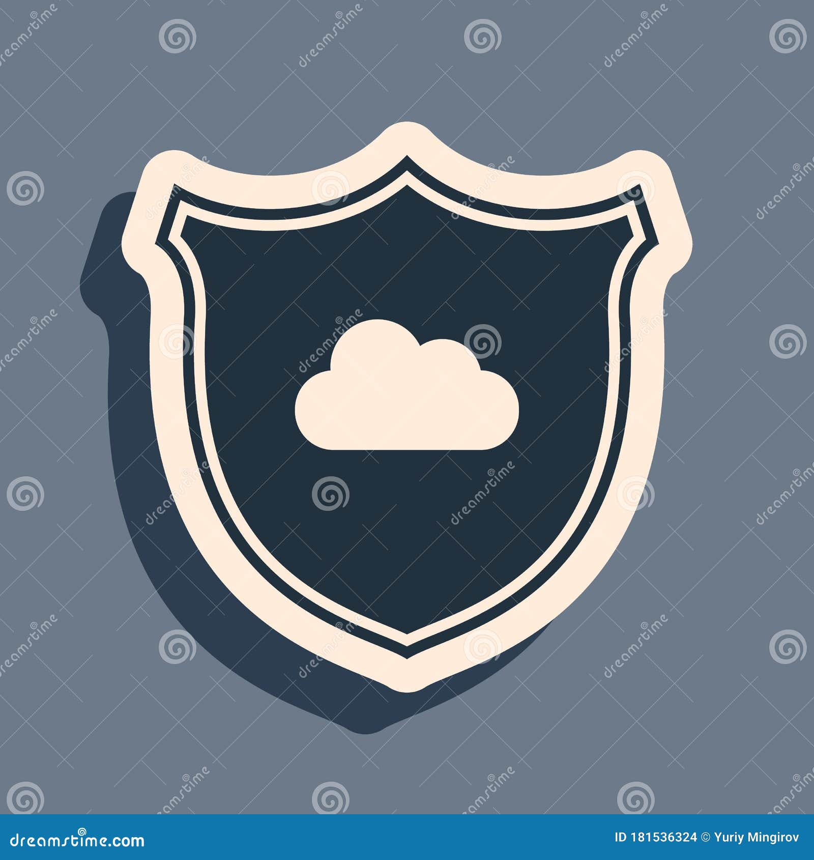 Black Cloud and Shield Icon Isolated on Grey Background. Cloud Storage ...