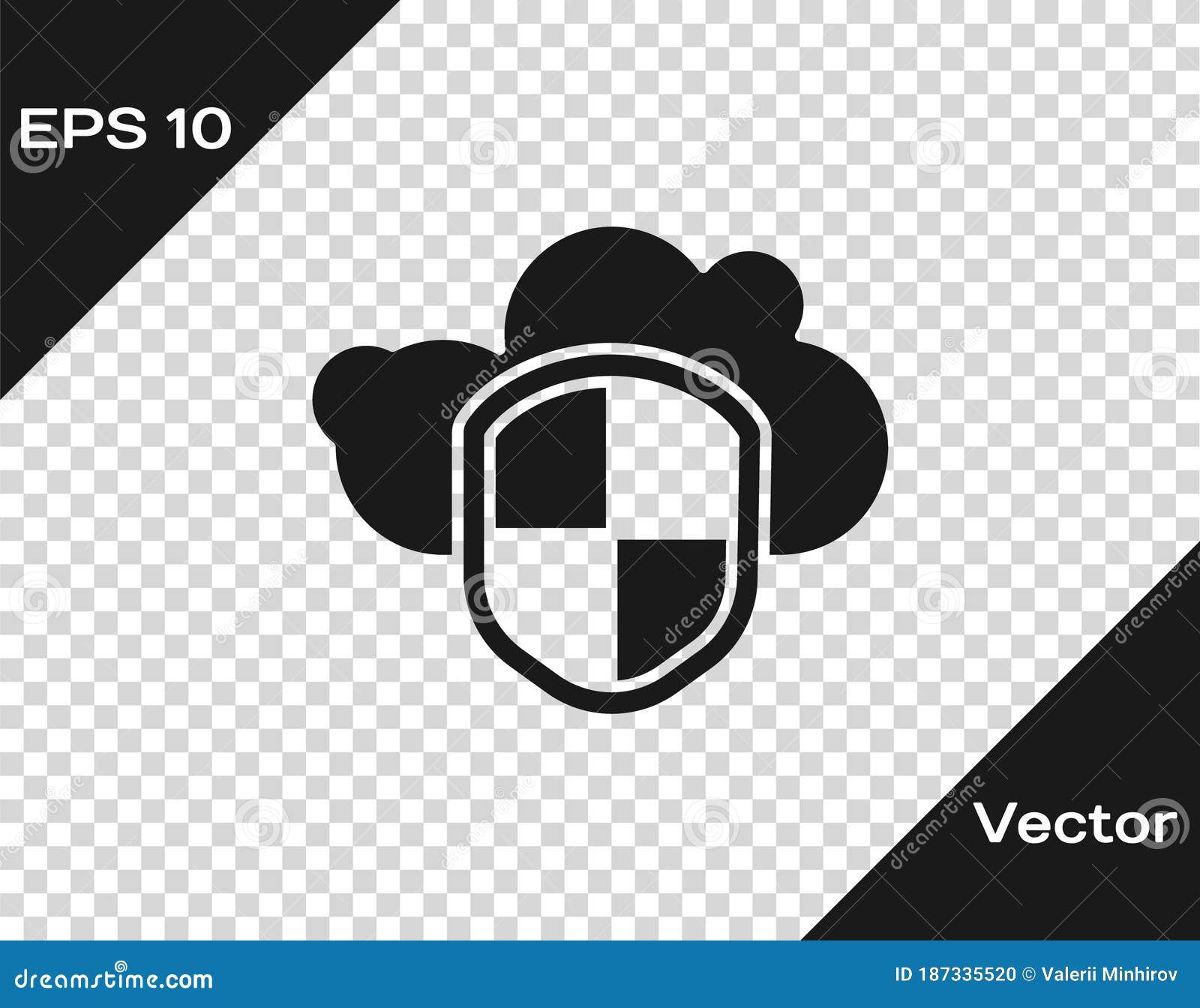 Black Cloud and Shield Icon Isolated on Transparent Background. Cloud ...