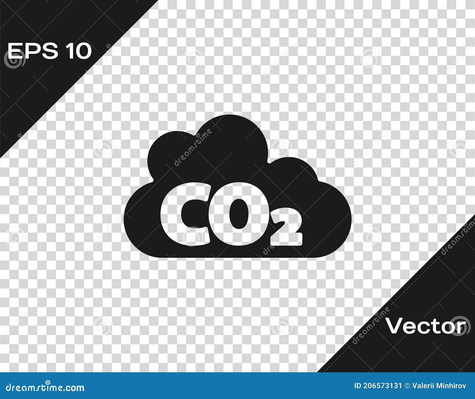 Black CO2 Emissions in Cloud Icon Isolated on Transparent Background ...