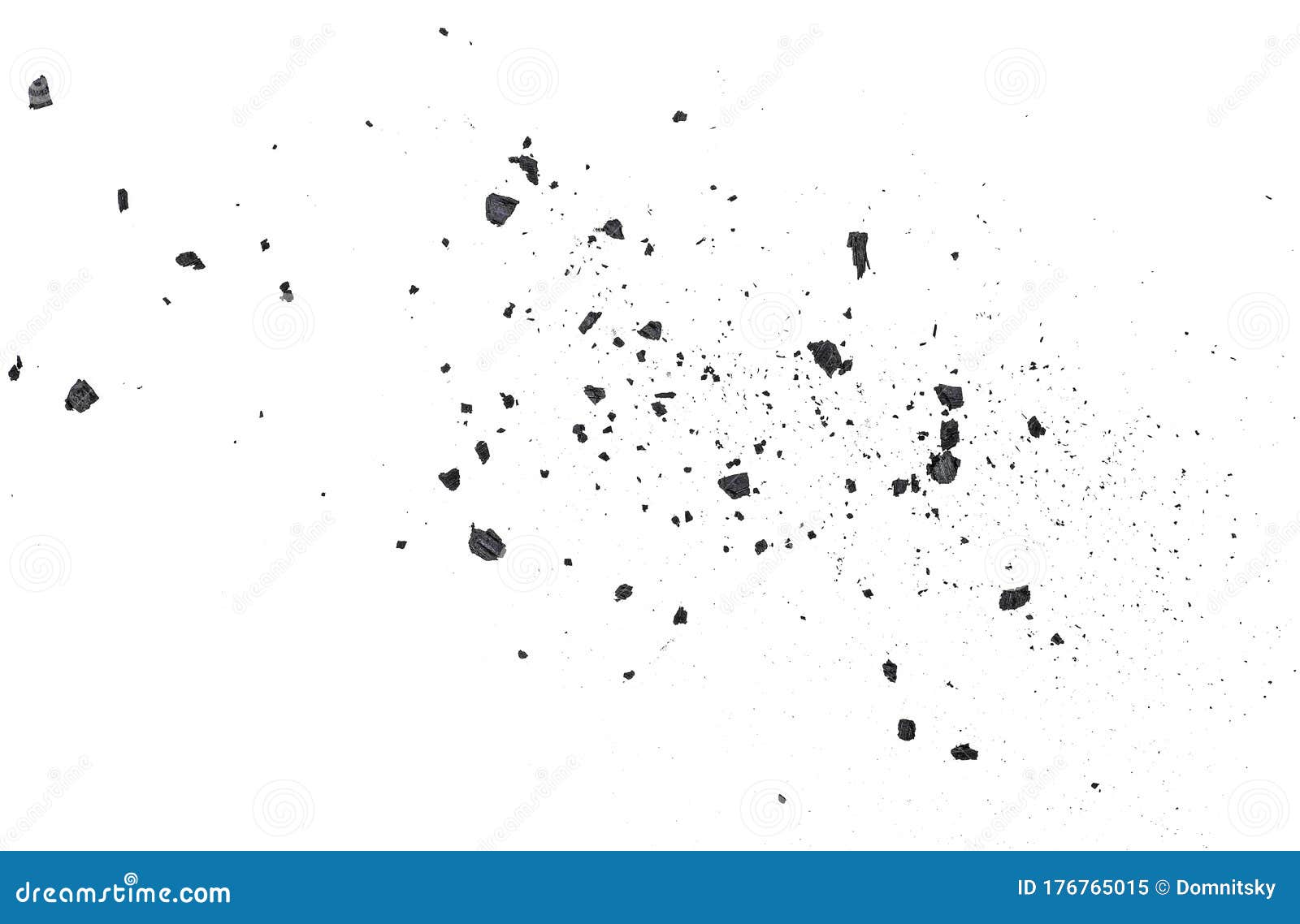 Black Coal Dust with Fragments Isolated on White Background, Top View ...