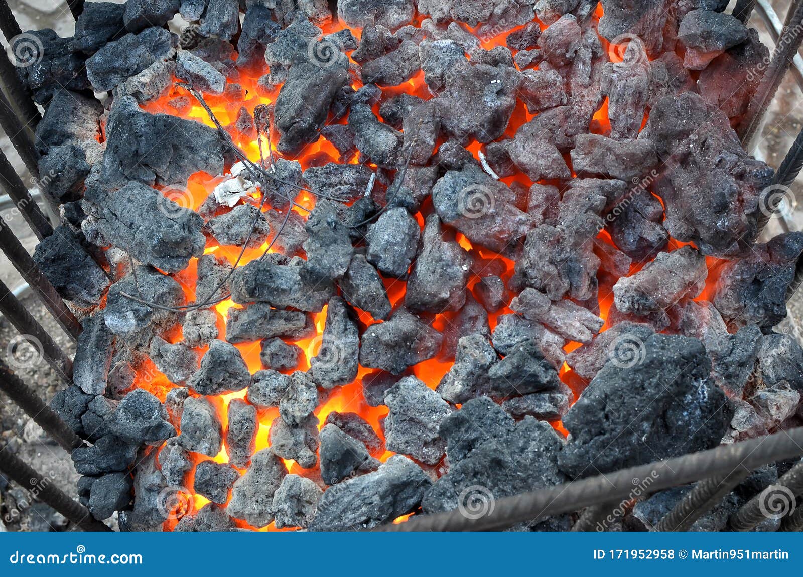 Black Coal Heated on the Street Bin Cold Winter Stock Photo - Image of ...