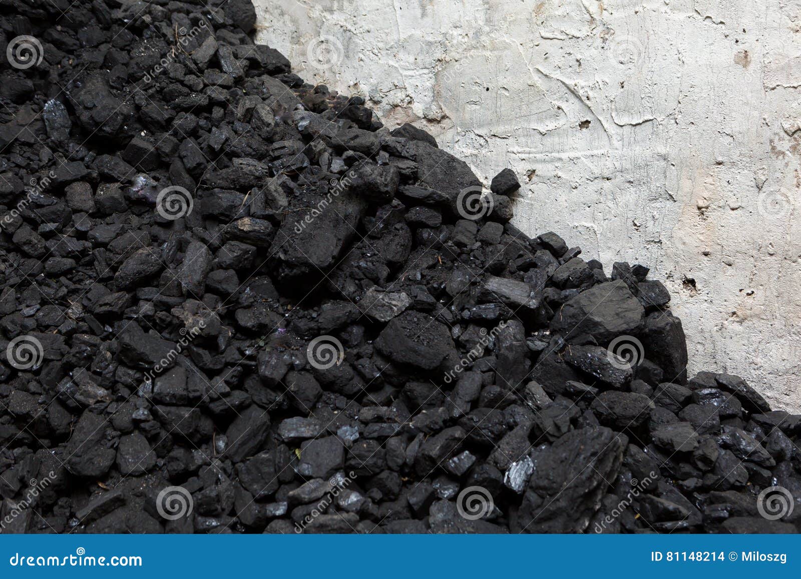 Black Coal Lying on a Pile in House Basement Stock Photo - Image of ...
