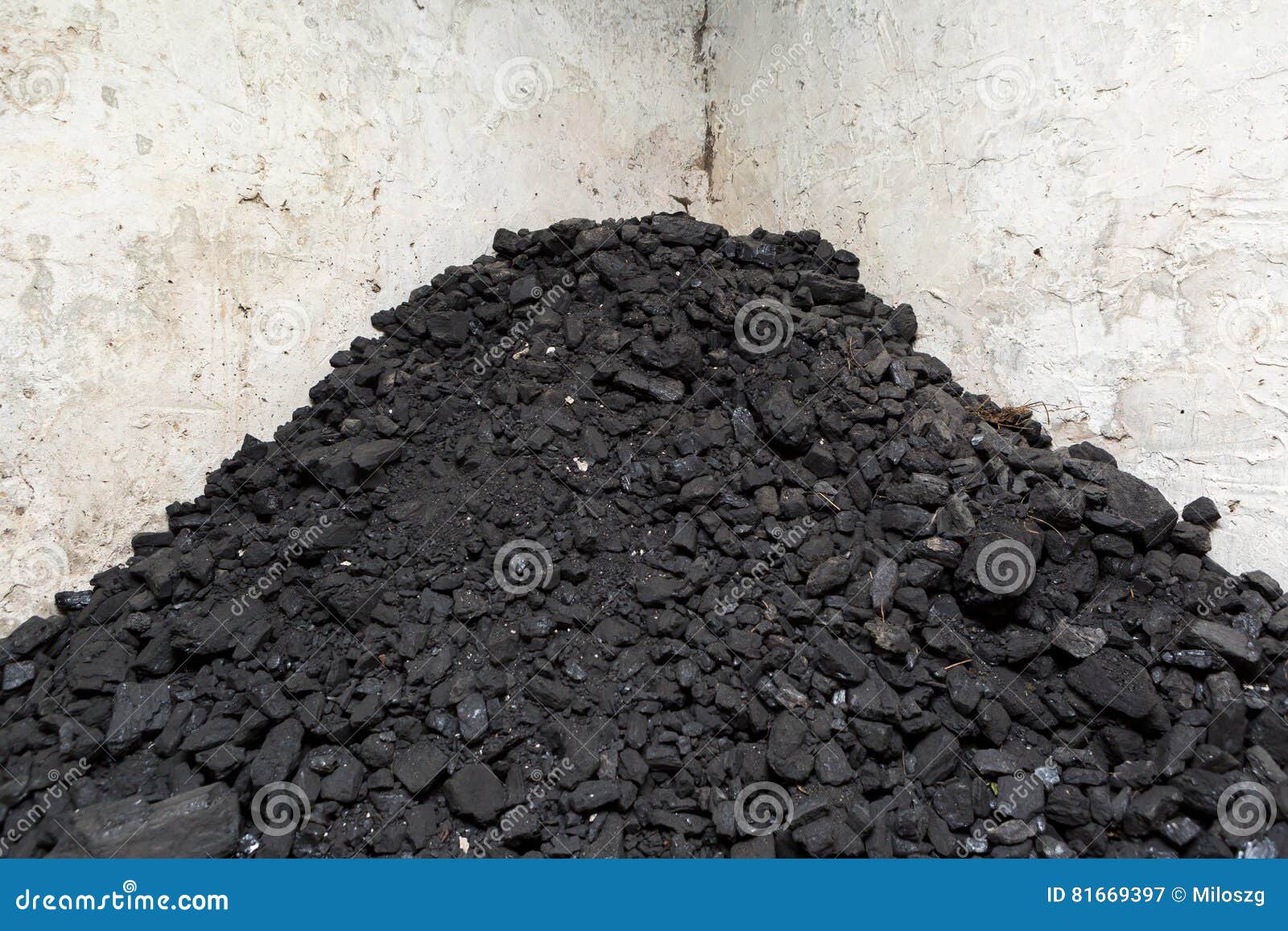 Black Coal Lying on a Pile in House Basement Stock Image - Image of ...