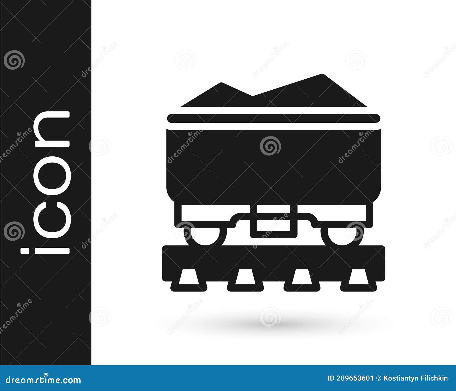 Black Coal Train Wagon Icon Isolated on White Background. Rail ...