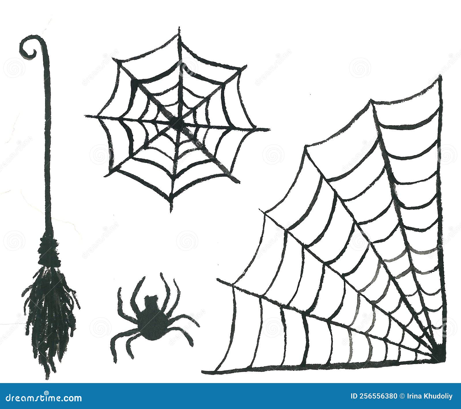 Black cobweb and spider stock illustration. Illustration of pumpkins ...