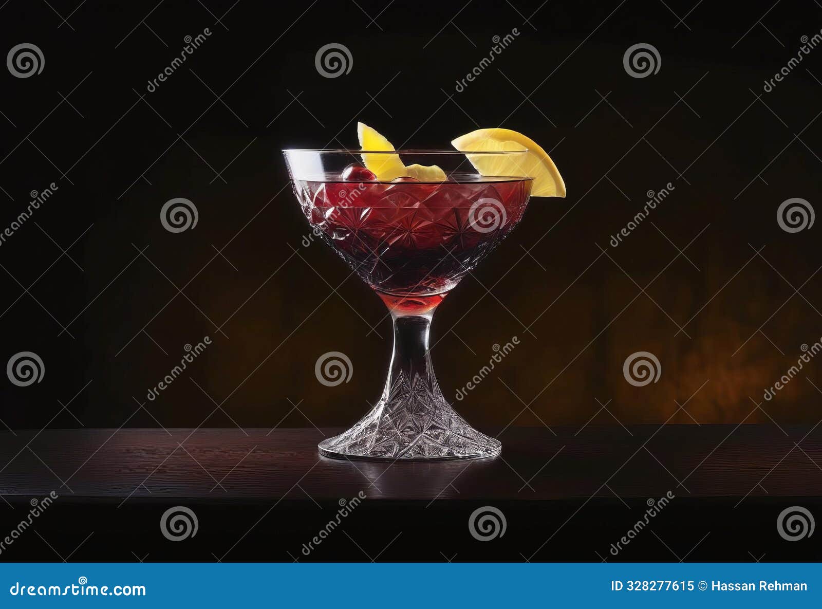 An Black Cocktail in a Rocks Glass with Crystal Cut Patterns Stock ...