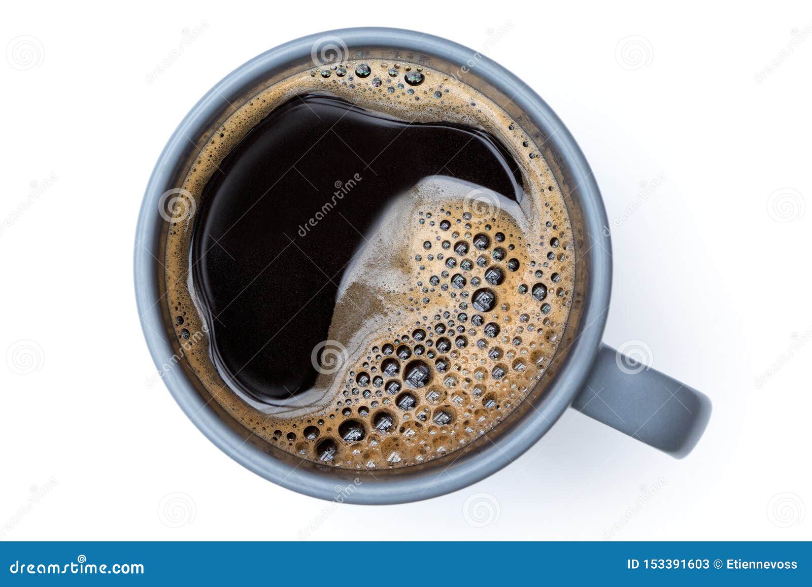 Black Coffee in a Blue-grey Ceramic Mug Isolated on White from Above ...