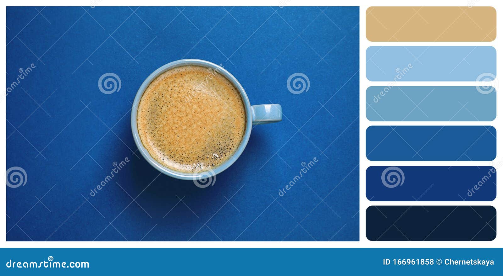 Black Coffee on Bright Background. Color of the Year 2020 Classic Blue ...