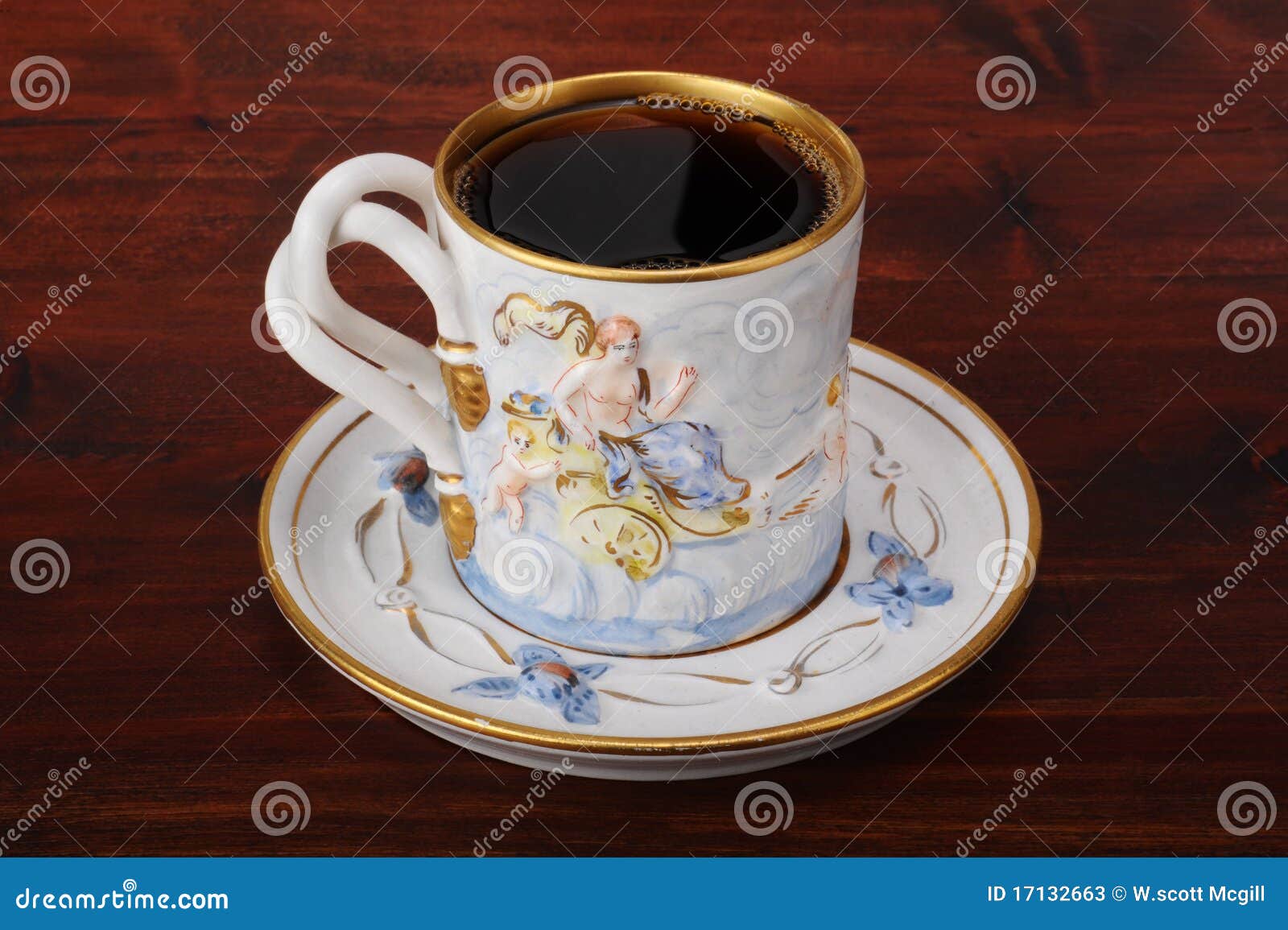 Black coffee in china cup stock image. Image of caffeine - 17132663